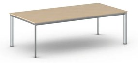 Kancelářský stůl PRIMO INVITATION, šedostříbrná podnož 2400 x 1200 mm, bílá