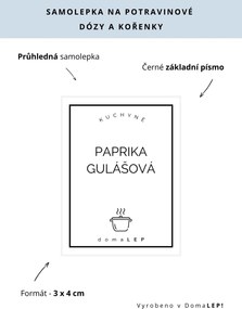 Samolepka na kořenky PAPRIKA GULÁŠOVÁ průhledná 3 × 4 cm základní písmo