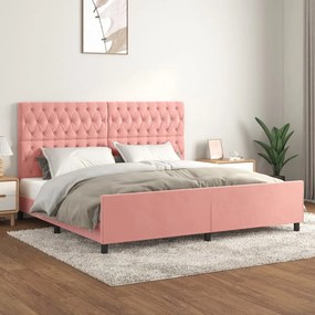 Rám postele s čelem růžový 200x200 cm samet 3125963