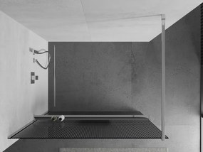 Mexen Kioto, sprchová zástěna s poličkou a ramínkem na ručníky 110 x 200 cm, 8mm sklo s žebrovým vzorem, chromový profil, 800-110-121-01-09