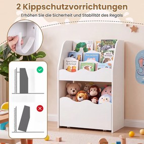 Costway Dětská knihovna, 3patrová montessori police na hračky ze dřeva