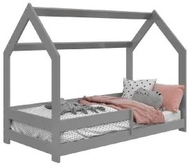 Eoshop Dětská postel Domek 80x160 cm D5 + rošt a matrace ZDARMA - šedá