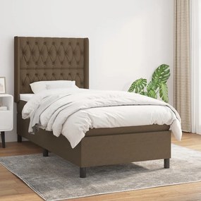 vidaXL Box spring postel s matrací 90x200 cm textil [3131646] Barva: tmavě hnědá