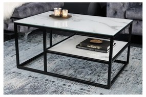 Massive home | Konferenční stolek ELEGANCE BLACK 90 CM bílý mramorový vzhled