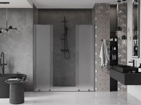Mexen Velar L Duo, posuvné sprchové dveře do otvoru 170 cm, 8mm sklo námraza, grafit broušený, 871-170-003-32-66