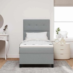 Postel s boxspringem s čelo Světle šedá 90 x 200 cm textil 3339357