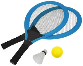 RULYT® Set na plážové hry tenis/badminton 2xraketa, soft miček, badm. Košík, modrá