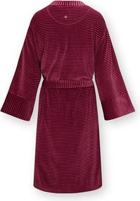 Pip Studio Naomi Kimono Velvet Little Sumo Stripe, červeno-růžové (Bavlněné sametové kimono)
