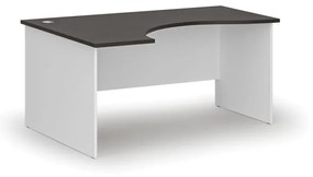 Ergonomický kancelářský pracovní stůl PRIMO WHITE, 1600 x 1200 mm, levý, bílá/wenge