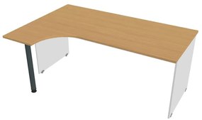 Stůl ergo pravý 180*120 cm - Hobis Gate GE 1800 P Dekor stolové desky: buk, Dekor lamino podnože: bílá, Barva nohy: černá