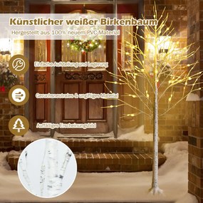 Costway 180cm umělá bříza se 48 teplými bílými LED světly