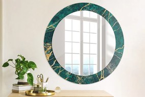 Kulaté dekorativní zrcadlo Green malachite marble fi 70 cm