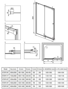 Deante Kerria Plus, posuvné sprchové dveře 100x200 cm, 6mm čiré sklo, chromový profil, DEA-KTSP010P