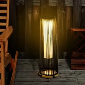 Solární lampa Outsunny, zahradní lampa, ratanové solární světlo, automatické LED, hnědá, 21,5 x 21,5 x 61 cm