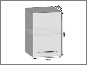 Kuchyňská skříňka Belini horní 45 cm šedý mat  TOR SG45/1/WT/SR/0/B1