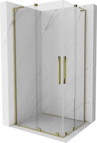 Mexen Velar L Duo, sprchový kout s posuvnými dveřmi 100 x 90 cm, 8mm čiré sklo, zlatá lesklá, 871-100-090-02-03-50