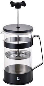 Kávovar French Press United Colors of Benetton Black & White BE-0682-BK / 0,6 l / borosilikátové sklo / nerez / černá