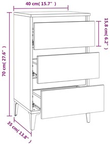Noční stolek šedý sonoma 40 x 35 x 70 cm kompozitní dřevo - Default Title