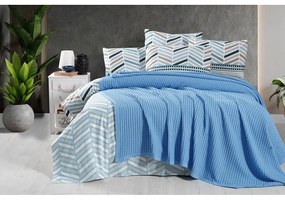 Modrý bavlněný přehoz 220x240 cm Waffle – Mila Home