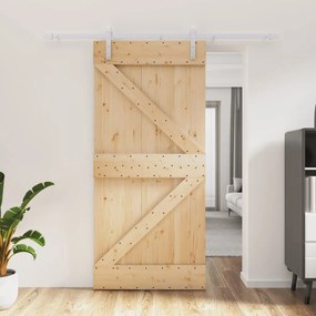 Posuvné Dveře S Kováním 95 X 210 Cm Masivní Borové Dřevo