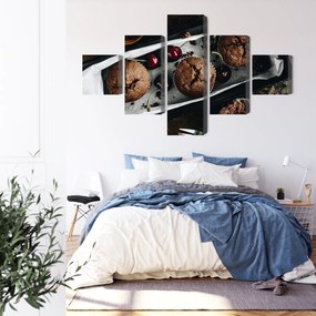 Vícedílný obraz Muffiny S Třešněmi Nedostatek Nedostatek Přírodní plátno 150x90