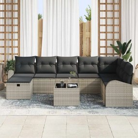 Set pohovek 9 ks Světle šedá polyratan 3359141