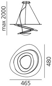 Artemide 1249010A Pirce micro sospensione LED, bílé designové závěsné svítidlo, 27W LED 3000K, 46x48cm