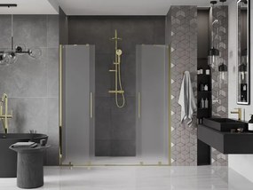 Mexen Velar Duo, posuvné sprchové dveře do otvoru 200 cm, 8mm sklo námraza, zlatá lesklá, 871-200-000-32-50