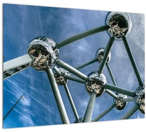 Skleněný obraz - atomium v Bruselu (70x50 cm)