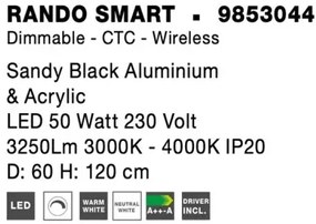 LED lustr Rando Smart 60 černé