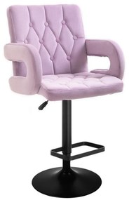 LuxuryForm DESIGN Barová židle BOSTON VELUR na černé kulaté podstavě - levandule
