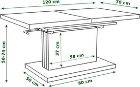 Mazzoni ASTON černý lesk, rozkládací, zvedací konferenční stůl, stolek - 70 cm