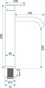 Rea Ontario, vysoká umyvadlová baterie h-300, měděná matná, REA-B0971