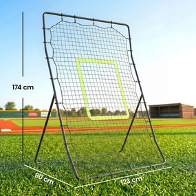 HOMCOM Baseball Rebounder PitchBack odrazová stěna s dopadovou zónou pro baseball a fotbal, přenosná, kovová, černá, 123 x 174 cm | Aosom.de