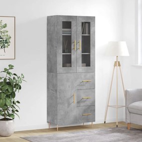 Skříň highboard betonově šedá 69,5x34x180 cm kompozitní dřevo