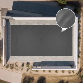 Bezpečnostní kryt bazénu, 3,51 × 5,97 m zapuštěný kryty bazénu z PVC s dřevěným uhlím