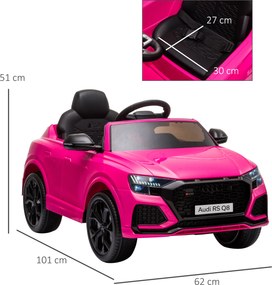 HOMCOM Dětské Elektrické Auto +3 roky Audi RS Q8 Licencované 6V Baterie 2 Motory Dálkové Ovládání MP3 Hudba Klakson Světla Max Rychlost 3km/h 101x62x…