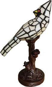 Stolní lampa Tiffany White Parrot - 15*12*33 cm E14/max 1*25W