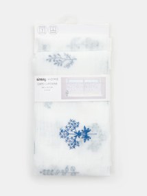 Sinsay - Sada záclon s vyšitým květinovým vzorem 2 pack - modrá
