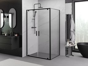 Mexen Exo, výklopná sprchová kabina, dveře 110 cm + boční stěna 85 cm, transparentní sklo, černá, 8182-110-085-70-00