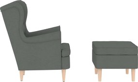 Křeslo s podnožkou tmavě šedé textil 3307990