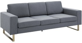 HOMCOM čalouněná pohovka 3místná látková pohovka Sedací nábytek TV křeslo polštář područka plátno tmavě šedá 200 x 82 x 78 cm | Aosom