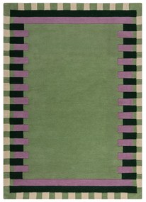 Zeleno-fialový ručně tkaný vlněný koberec 200x290 cm Kai Wool Border – Flair Rugs