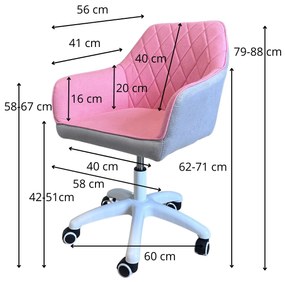 Vikio Pracovní křeslo růžová látka VKZ100R