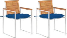 Zahradní židle s poduškami 2 ks masivní akáciové dřevo a ocel 3061513