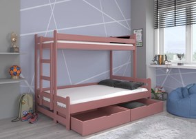 Patrová postel BENITO s nebesy Hlavní barva: Růžová, Obsahuje matraci: Ano