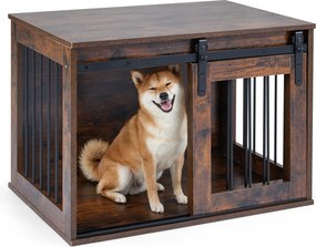 Costway 80 cm Přepravka pro těžké psy s posuvnými dvířky Nábytek