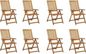 vidaXL Skládací zahradní židle 8 ks masivní akáciové dřevo [3075053]
