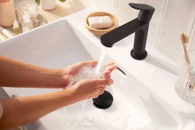 Hansgrohe Rebris S, umyvadlová baterie 110 s odtokovou soupravou s táhlem, CoolStart, EcoSmart, černá matná, 72588670