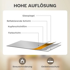 HOMCOM obdélné nástěnné zrcadlo 70 × 90 cm, černý rám z MDF — ideální do koupelny, obýváku nebo ložnice